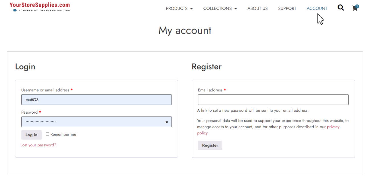 Support - Townsend Pricing