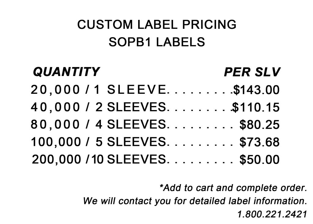 SOPB1 Custom Labels - Townsend Pricing