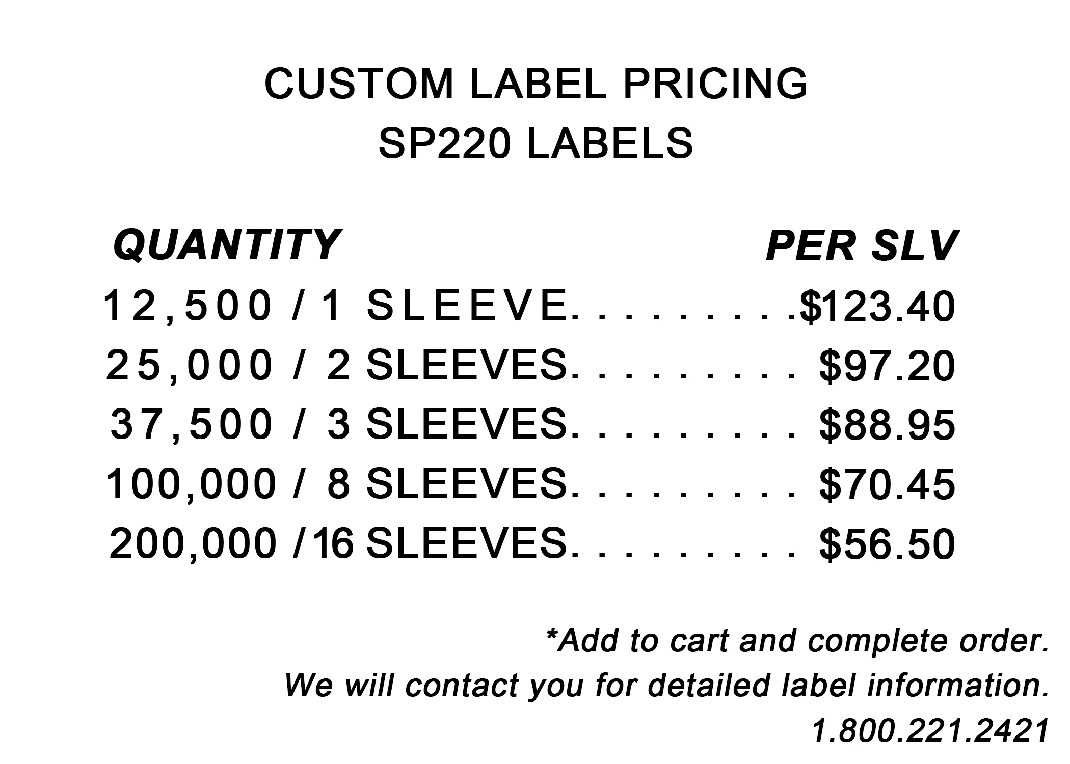 SP220 Custom Labels